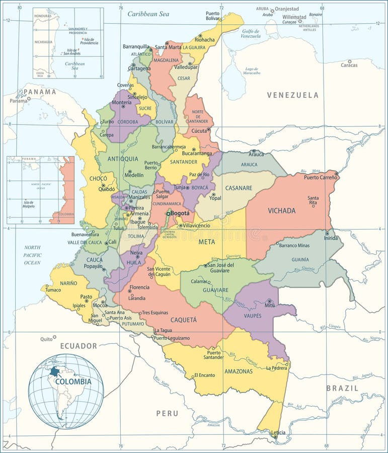 Mapa De Colombia Ilustración Vectorial Altamente Detallada Ilustración ...