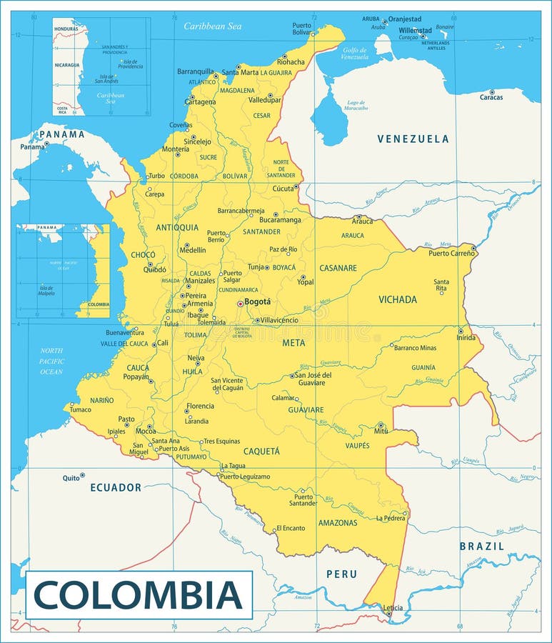Mapa De Colombia Ilustración Vectorial Altamente Detallada Ilustración ...