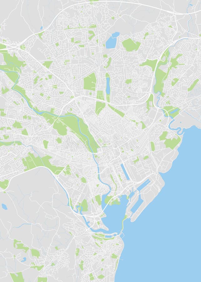 Mapa De Color Detallado Del Vector De Cardiff Ilustración del Vector ...