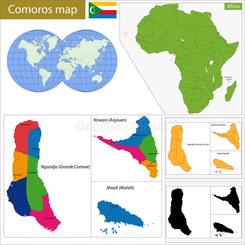 Mapa de Comores ilustração do vetor. Ilustração de profundidade - 125149151