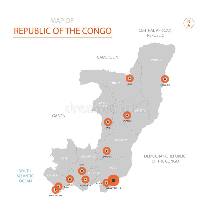 Mapa De Congo Con Divisiones Administrativas Ilustración del Vector ...