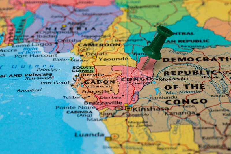Mapa De Congo Con Un Pasador Verde Pegado Foto de archivo - Imagen de ...