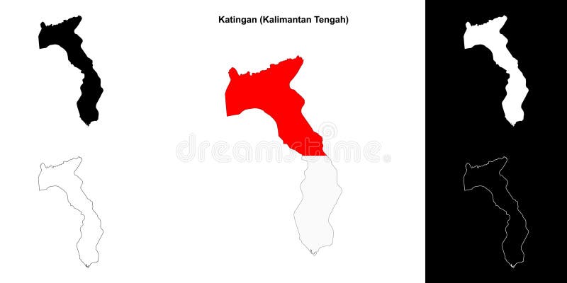 Mapa De Contorno De Katingan Ilustração do Vetor - Ilustração de molde ...