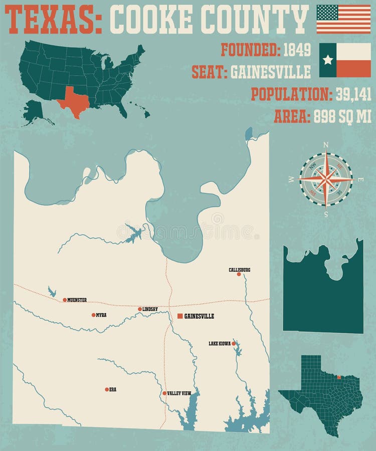 Mapa De Cooke County Em Texas Ilustração do Vetor - Ilustração de ...