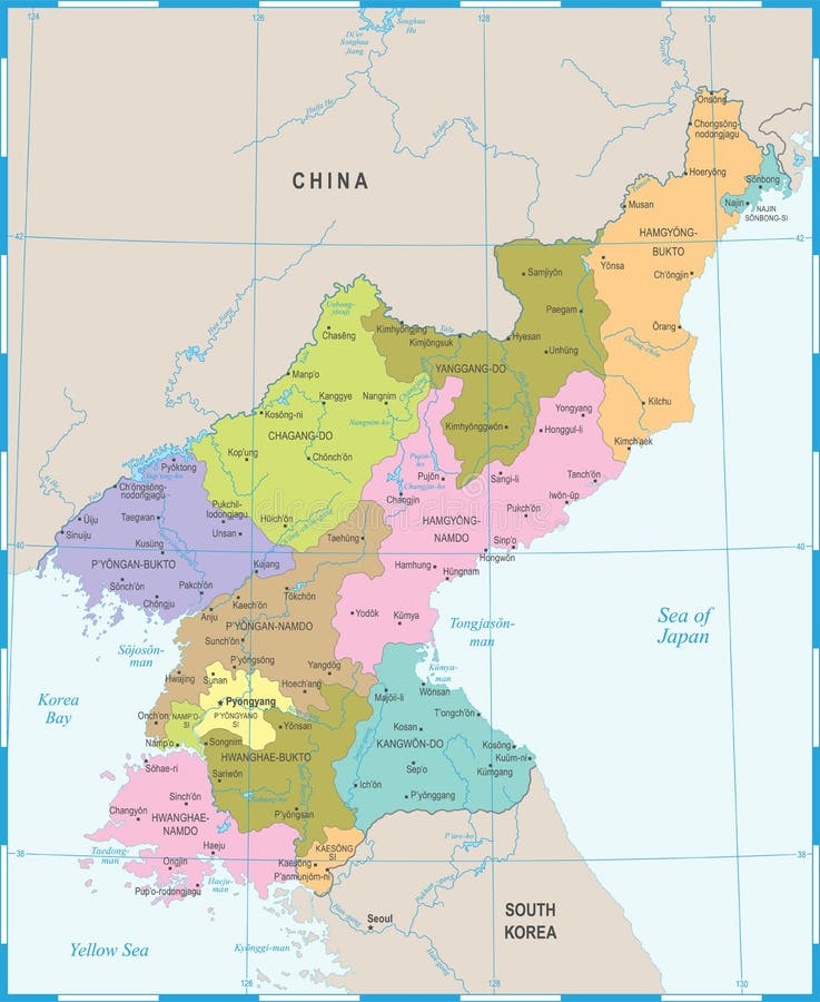 Mapa De Corea Del Norte - Ejemplo Detallado Del Vector Stock de ...