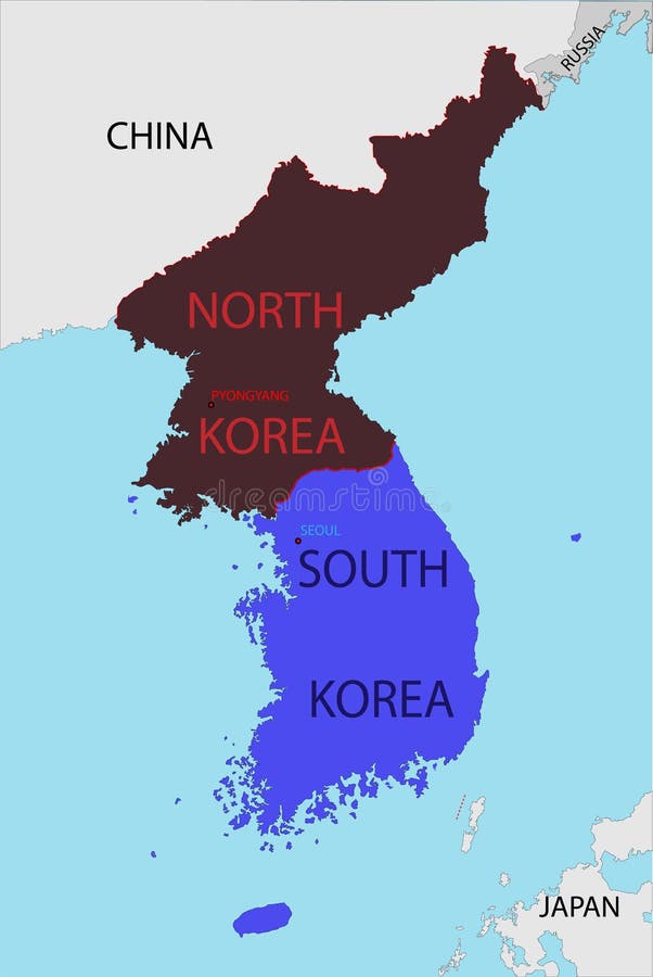 Japón, Corea Del Norte Y Mapa Político De La Corea Del Sur Ilustración ...