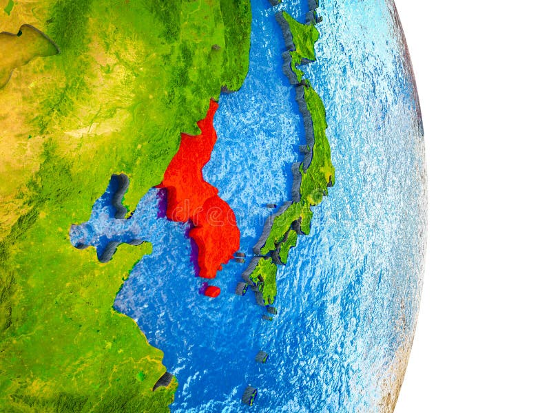 Mapa De Corea En La Tierra 3D Aislada Stock de ilustración ...