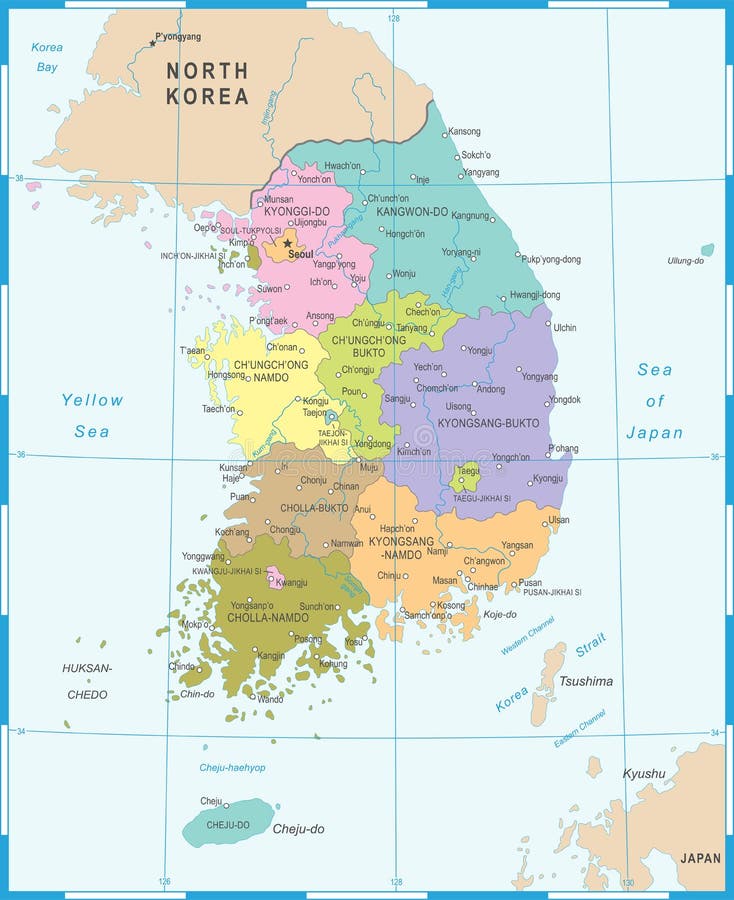 Mapa De Coreia Do Sul - Ilustração Do Vetor Ilustração Stock ...