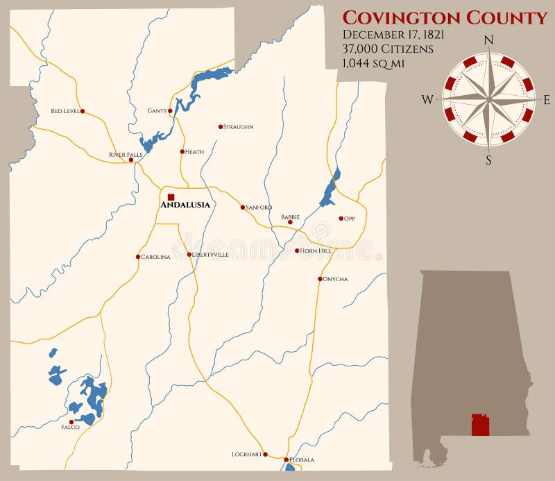 Mapa De Covington County Em Alabama Ilustração do Vetor - Ilustração de ...