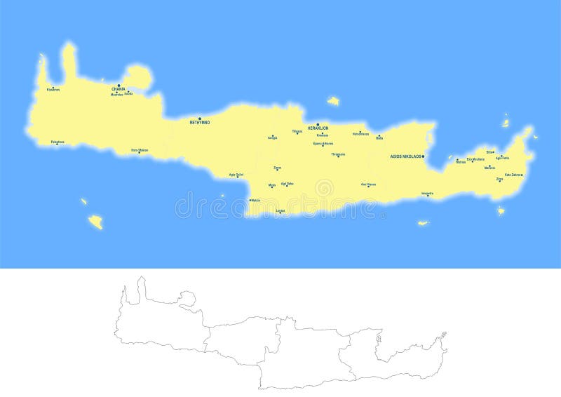 Mapa de Creta ilustración del vector. Ilustración de isla - 111739988