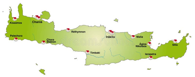 Mapa de Creta stock de ilustración. Ilustración de correspondencia ...