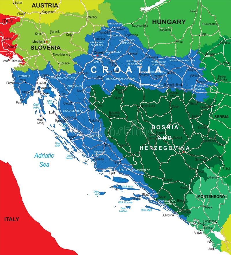 Mapa de Croacia ilustración del vector. Ilustración de tierra - 27962743