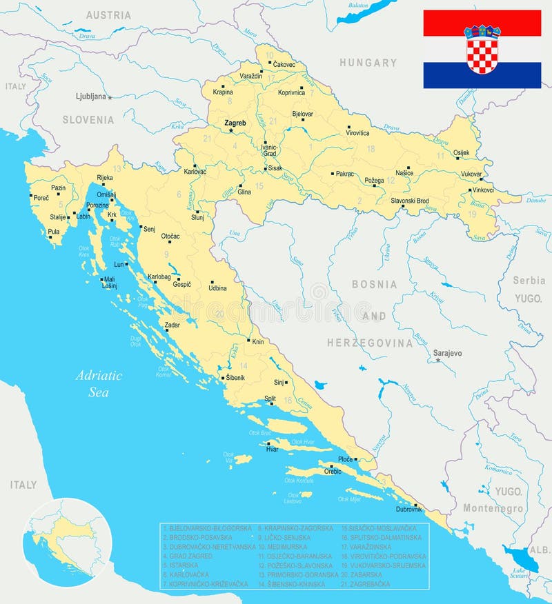 Mapa De Croacia - Ejemplo Detallado Del Vector Stock de ilustración ...