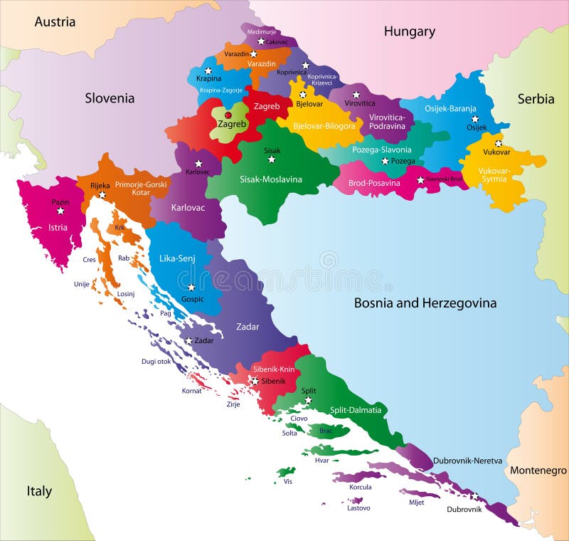 Mapa de Croatia ilustração do vetor. Ilustração de comunidade - 6865772