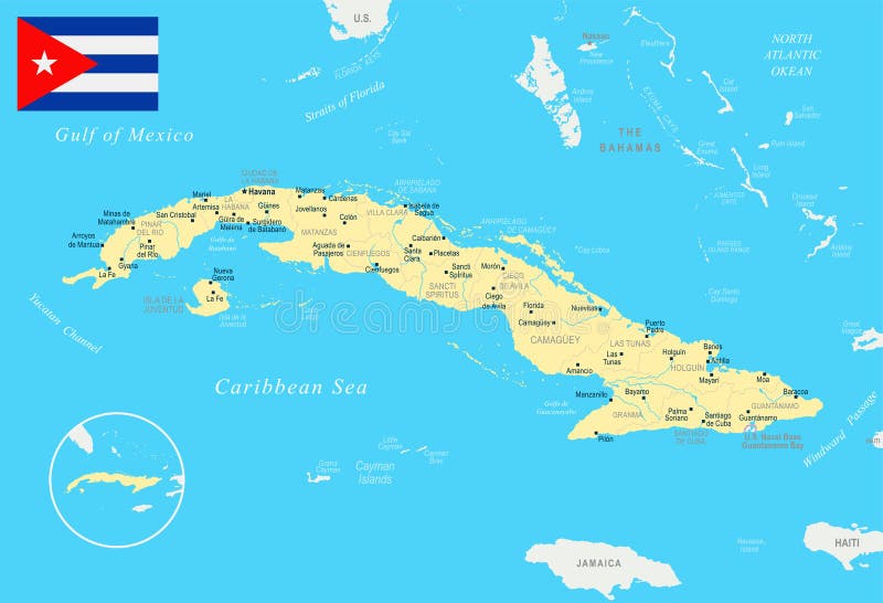Mapa De Cuba - Ejemplo Detallado Del Vector Stock de ilustración ...