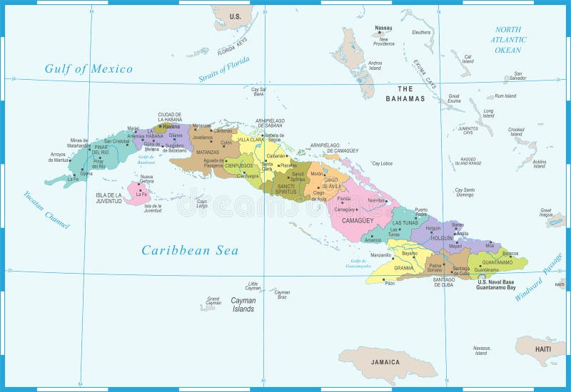 Mapa De Cuba - Ilustração Vetorial Detalhada Ilustração Stock ...