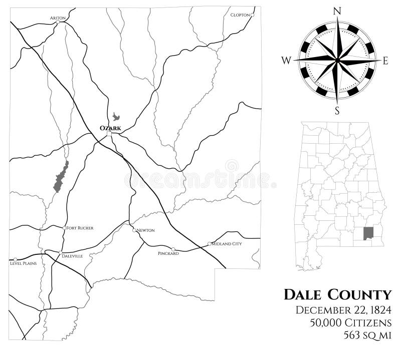 Mapa De Dale County Em Alabama Ilustração do Vetor - Ilustração de ...