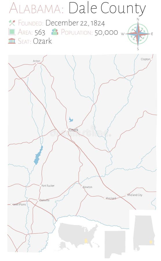 Mapa De Dale County Em Alabama Ilustração do Vetor - Ilustração de ...