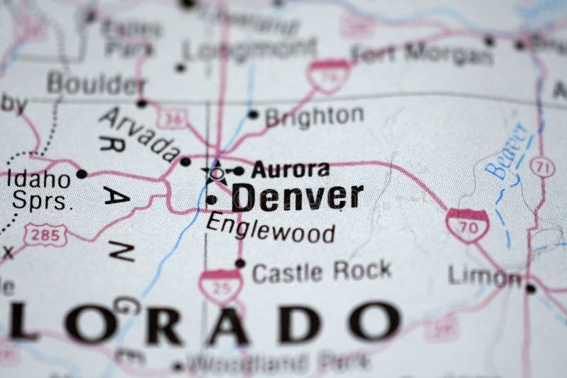Mapa de Denver foto de stock. Imagem de horizontal, cartografia - 4837250