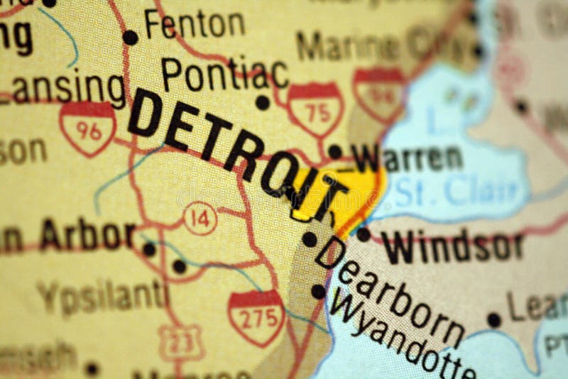 Mapa de Detroit Michigan foto de stock. Imagem de cidade - 5033726