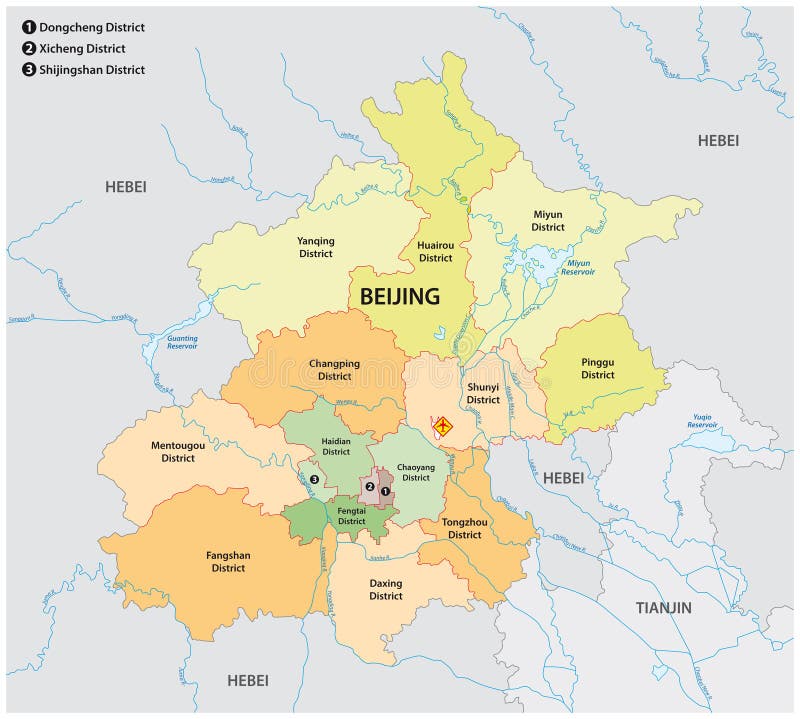 Mapa De Divisiones Administrativas De La Capital China, Beijing ...