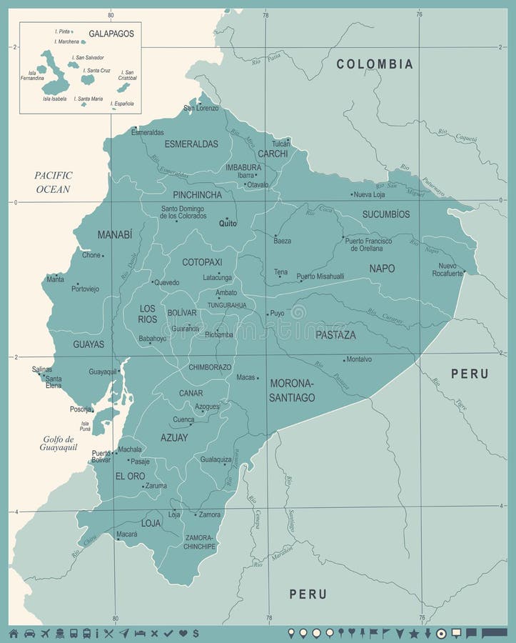 Ecuador - Mapa Y Bandera Del Vintage - Ejemplo Detallado Del Vector ... Ecuador - Mapa Y Bandera Del Vintage - Ejemplo Detallado Del Vector ...