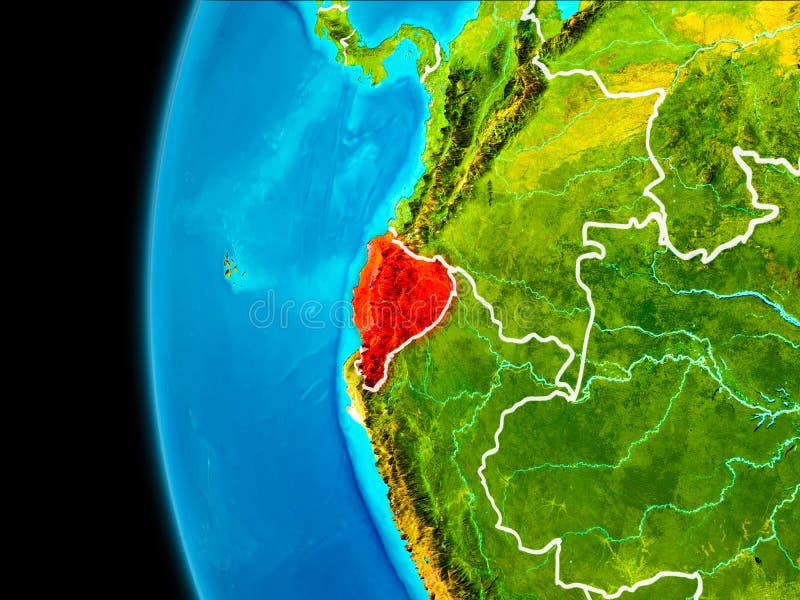 Mapa de Ecuador en rojo stock de ilustración. Ilustración de fronteras ...