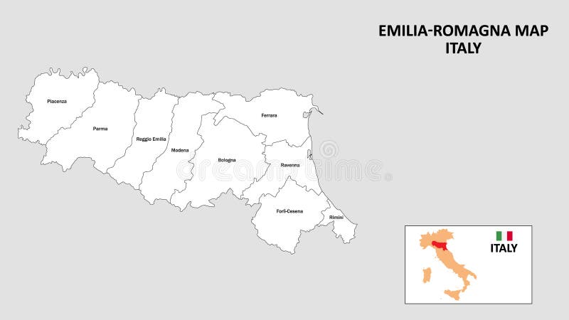 Mapa De Emilia Romagna. Mapa De Estado Y Distrito De Emilia Romagna. Mapa Administrativo De ...