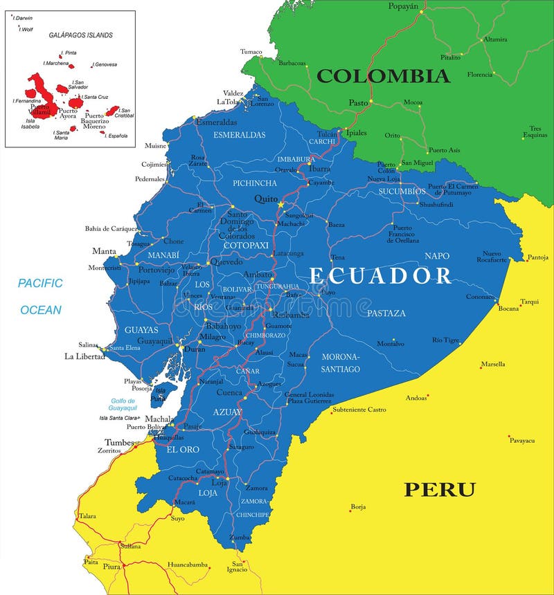 Mapa de Equador ilustração do vetor. Ilustração de norte - 33057430