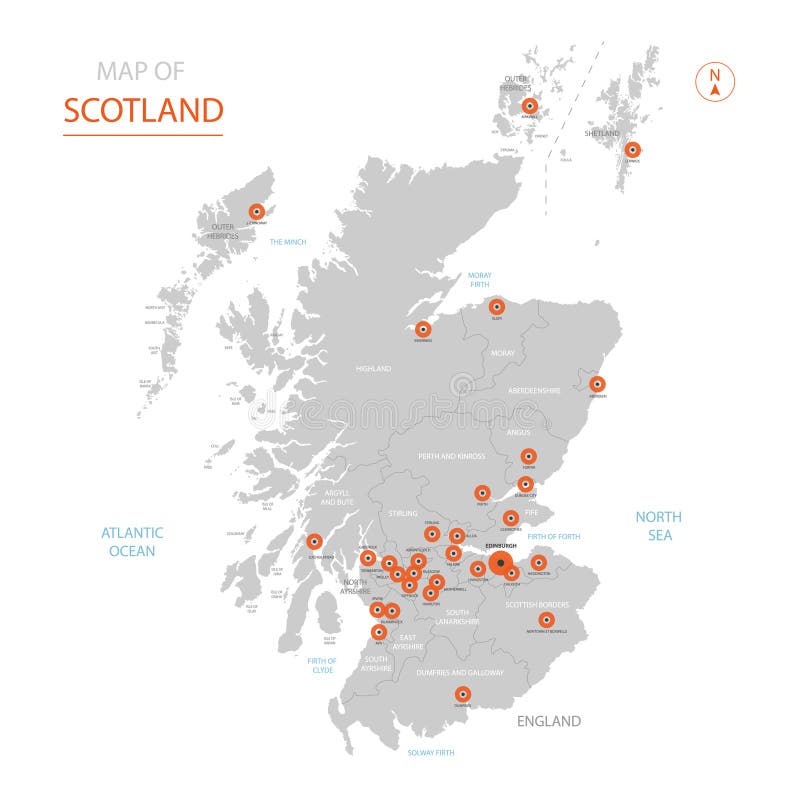 Mapa De Escocia Con Divisiones Administrativas Ilustración del Vector ...