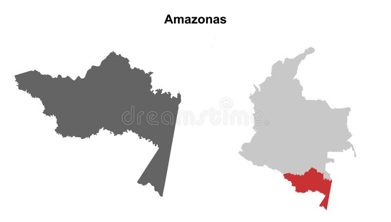 Mapa De Esquema De Amazonas Ilustración del Vector - Ilustración de contorno, colombia: 378853276