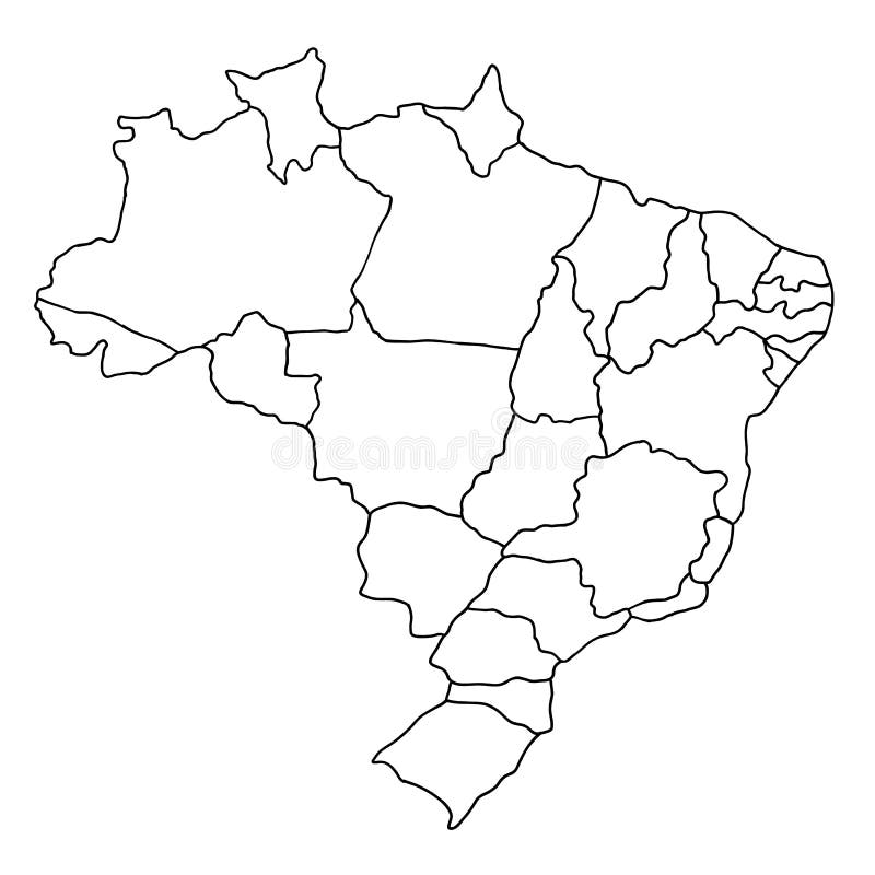 Mapa De Esquema De Brasil Sobre Fondo Blanco Ilustración Del Vector