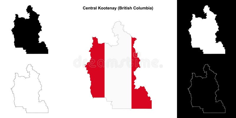 Mapa De Esquema Central De Kootenay Ilustración del Vector ...