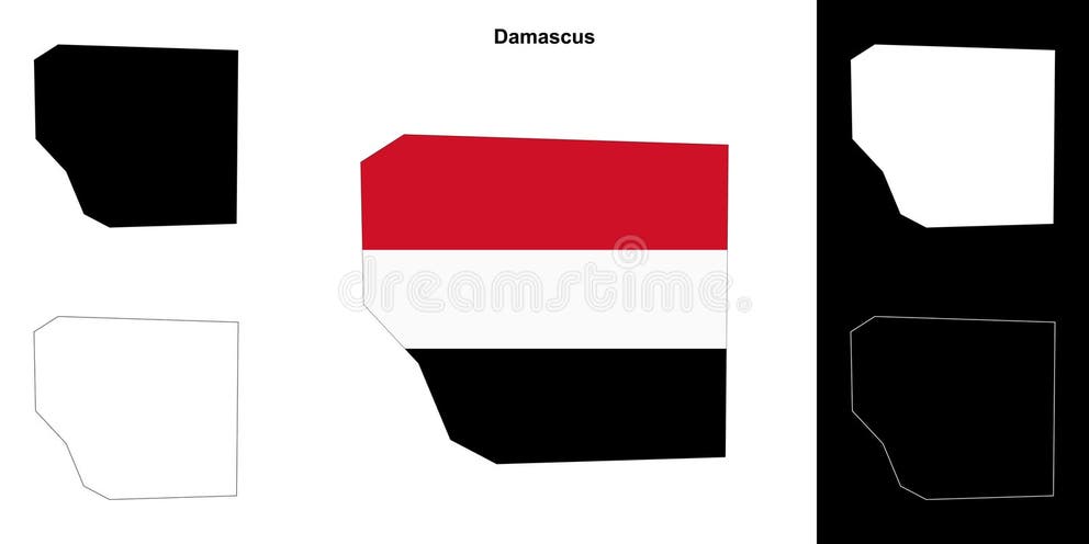Mapa de esquema de damasco ilustración del vector. Ilustración de ...