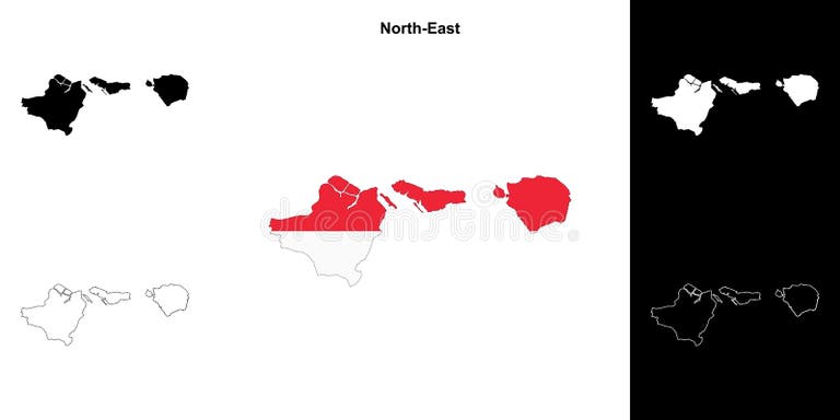 Mapa De Esquema Del Noreste Ilustración del Vector - Ilustración de ...