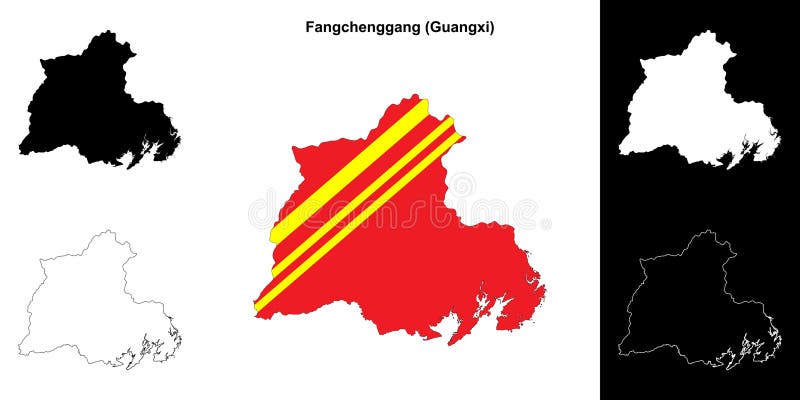 Mapa De Esquema De Fangchenggang Stock de ilustración - Ilustración de ...