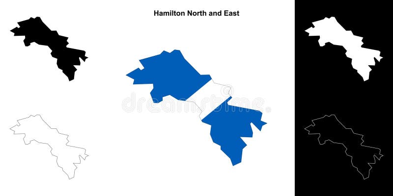 Mapa De Esquema De Hamilton North Y East Ilustración del Vector ...