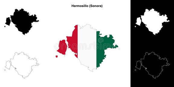 Mapa De Esquema De Hermosillo Ilustración del Vector - Ilustración de ...