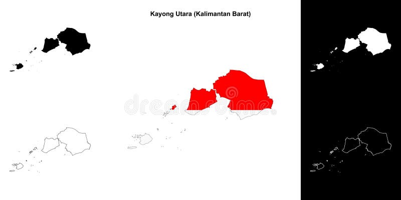 Mapa De Esquema De Kayong Utara Stock de ilustración - Ilustración de ...