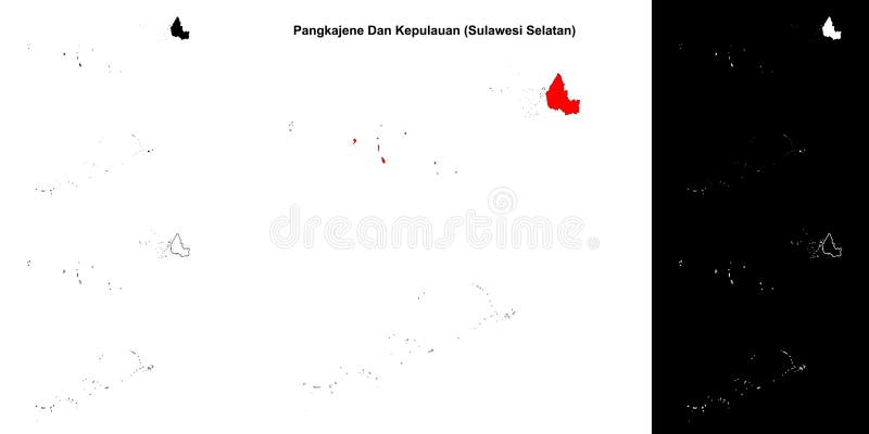 Mapa De Esquema De Pangkajene Dan Kepulauan Ilustración del Vector ...