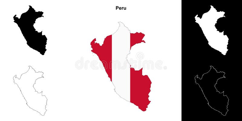 Mapa de esquema de peru stock de ilustración. Ilustración de contorno ...