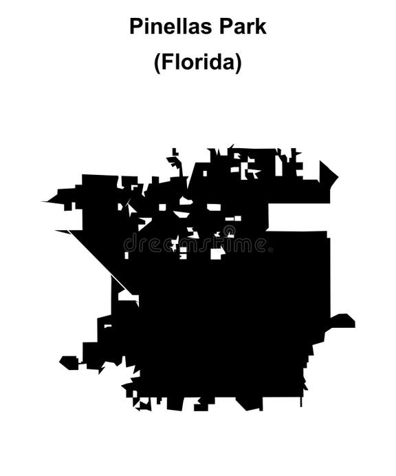 Mapa De Esquema De Pinellas Park Ilustración del Vector - Ilustración de ciudad, silueta: 357255728