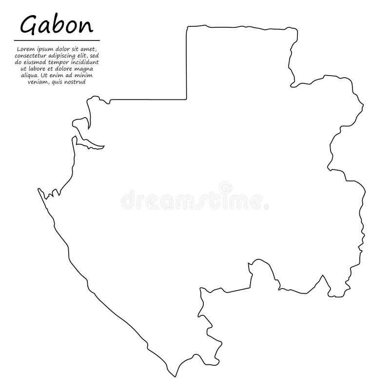 Silueta Del Mapa De Gabón Aislada En El Mapa De África Correspondencia