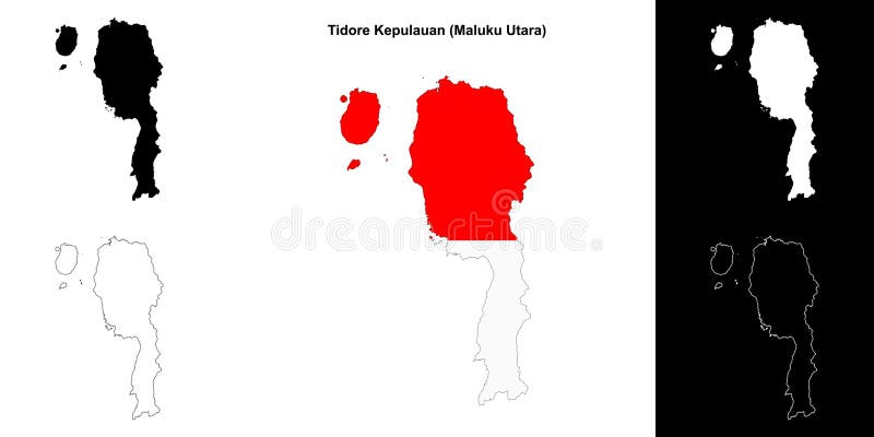 Mapa De Esquema De Tidore Kepulauan Ilustración del Vector ...