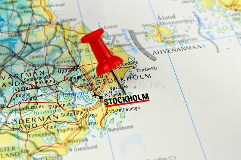 Mapa De Estocolmo Con El Perno Imagen de archivo - Imagen de sueco ...