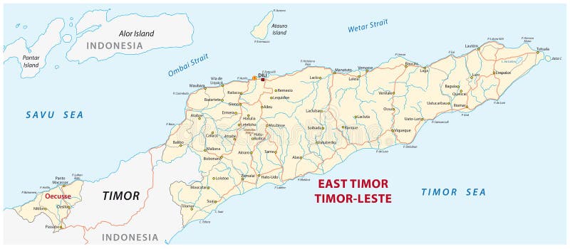 Mapa De Estradas Da República Democrática De Timor Leste Ilustração do ...