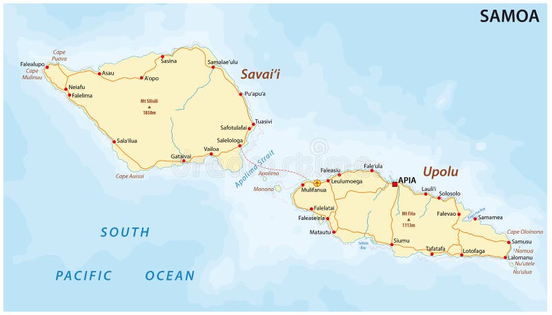 Mapa de estradas de Samoa ilustração stock. Ilustração de cartografia ...