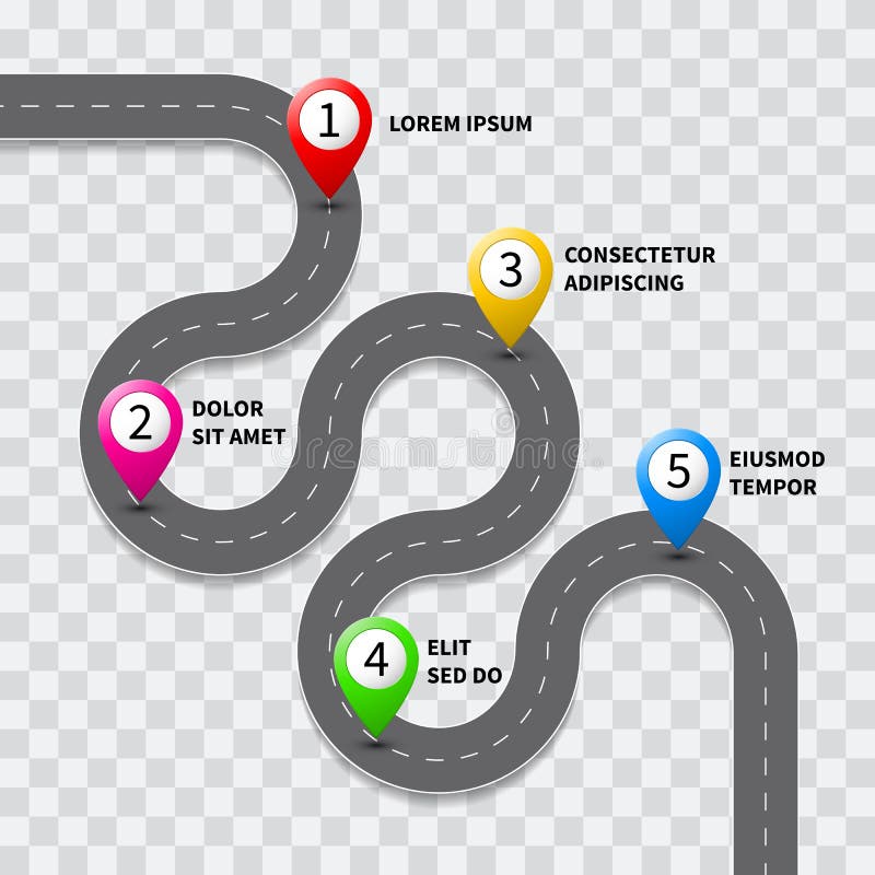 Mapa De Estradas Do Caminho Do Vetor Com ícone Do Pino Da Rota De GPS ...