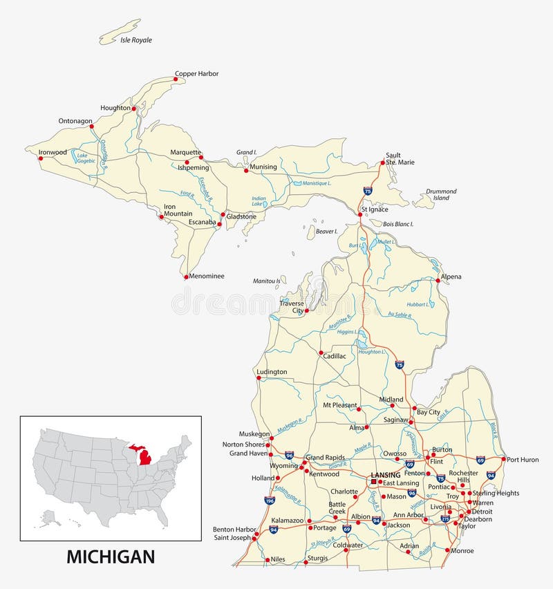 Mapa do Lago Michigan ilustração do vetor. Ilustração de superior ...