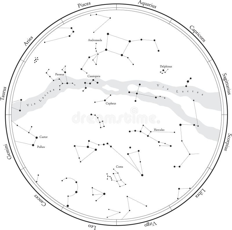 Constelaciones Del Hemisferio Norte, Mapa De Estrella Astronomía De La ...